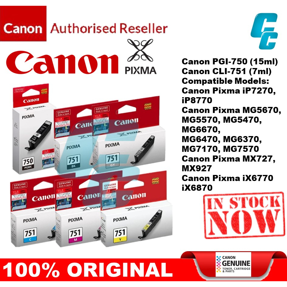 CANON PGI 750 INK CARTRIDGE **iP7270 8770 MG5670/5570/5470/6670/6470 ...