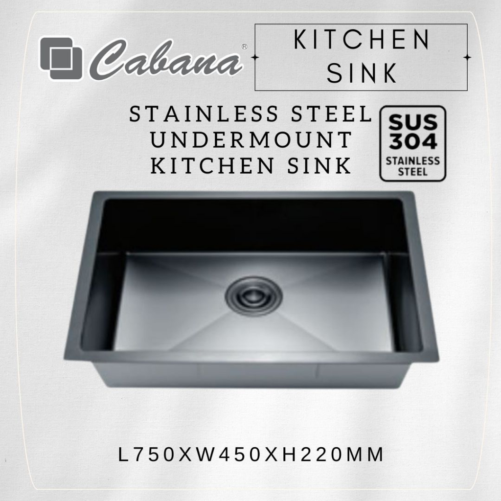 CABANA Undermount Kitchen Sink 650x450 Stainless Steel 304 Kitchen Sink ...