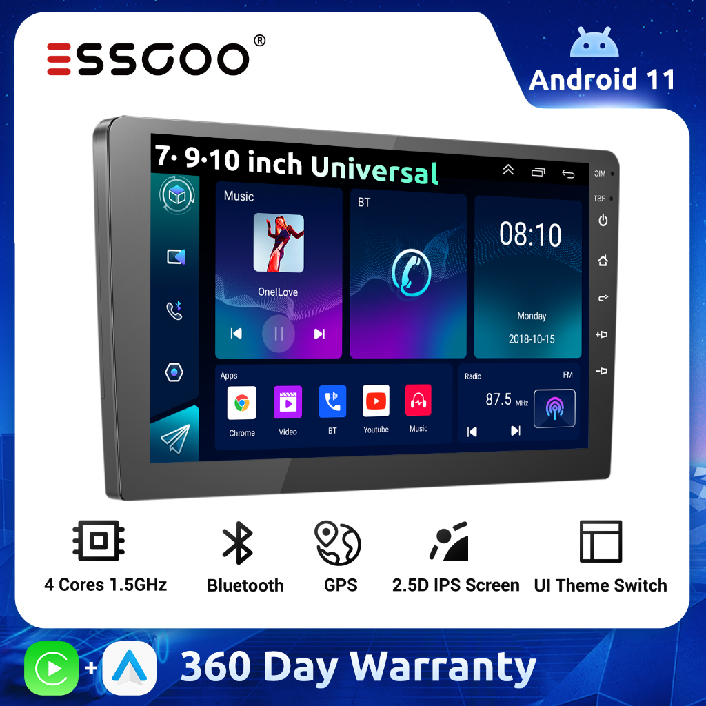 ESSGOO 2 Din Android Car Player 7" 9" 10" inch IPS Screen Carplay Multimedia WIFI GPS MP5 Player ...