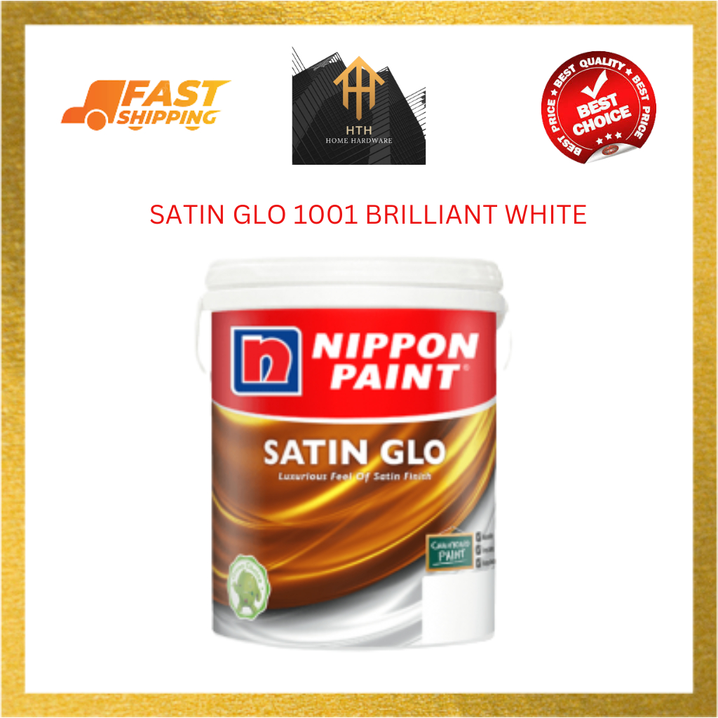 5L NIPPON PAINT SATIN GLO 1001 BRILLIANT WHITE | Shopee Malaysia