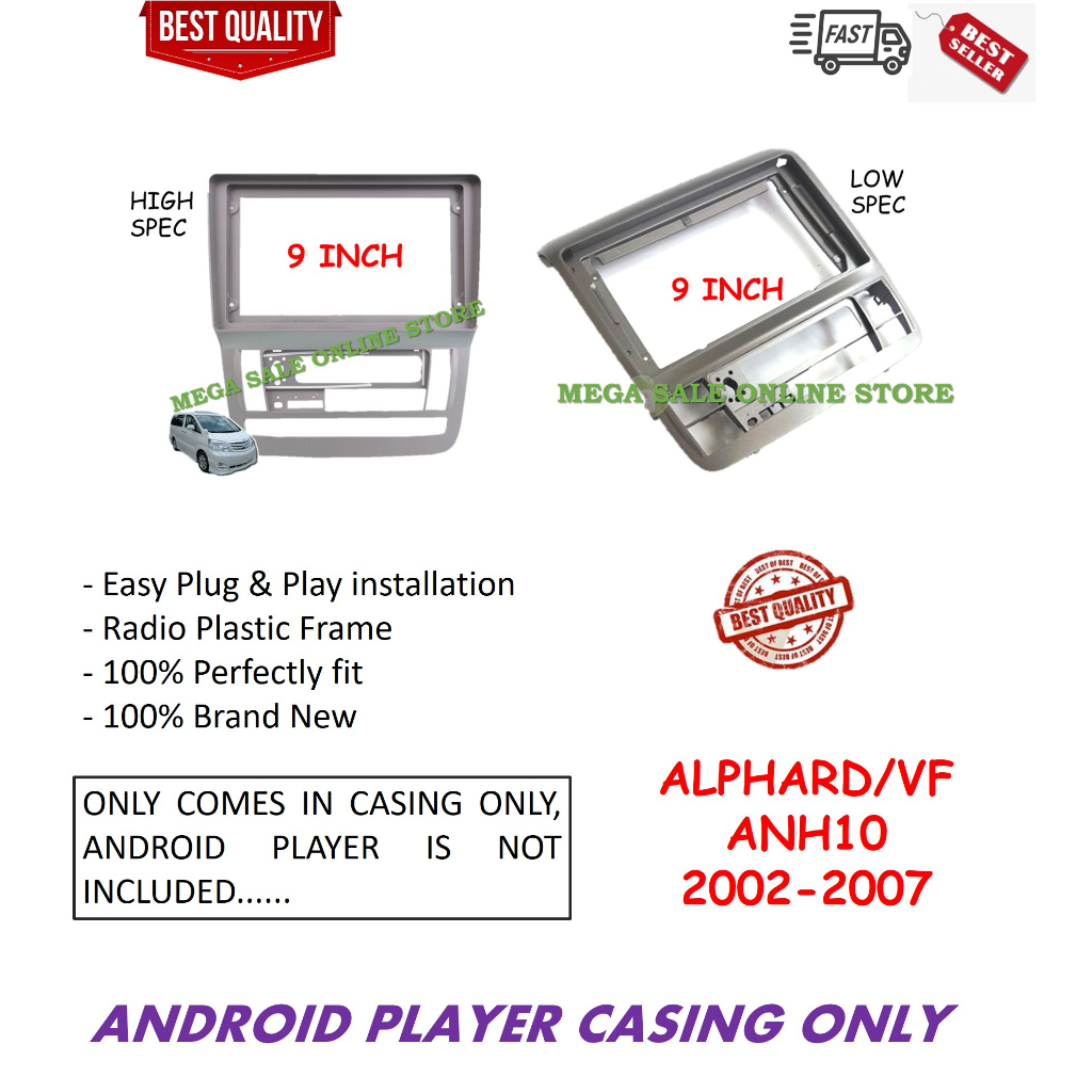 TOYOTA ALPHARD ANH10 2002-2007 (HIGH SPEC / LOW SPEC) 9 INCH ANDROID ...