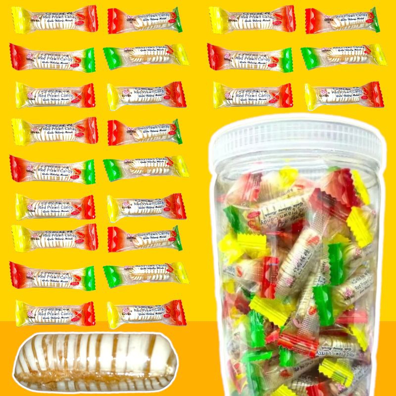 HALAL Dalam Balang 100pcs Gula Gula Udang Red Prawn Candy | Shopee Malaysia