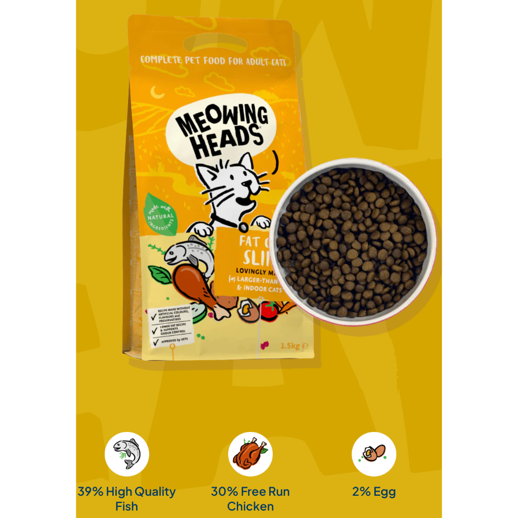 Meowing Heads Dry Cat Food for Weight Control - Fat Cat Slim 1.5kg ...