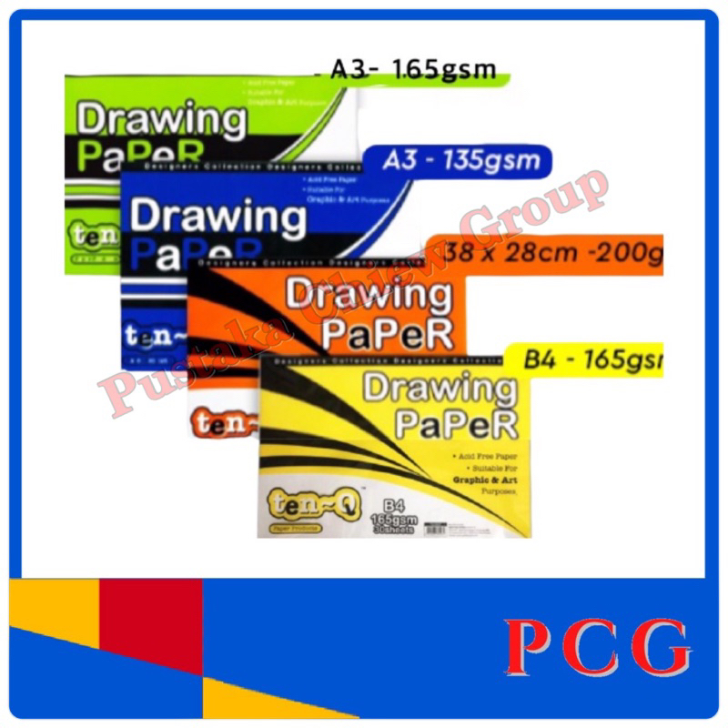 TEN-Q Drawing Block/ Kertas Lukisan/ 图画纸/DRAWING PAPER B4 / A3 135GSM ...