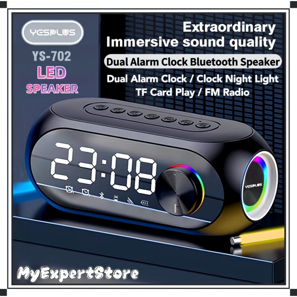 YESPLUS YS-702 Dual Alarm Clock Night Light LED Bluetooth Speaker ...