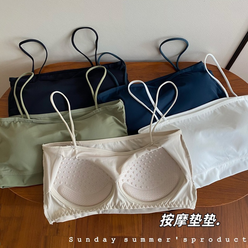 Lexi Ice Silk Padded Strap Crop Singlet Bralette 纯色冰丝带胸垫短款吊带背心 | Shopee ...