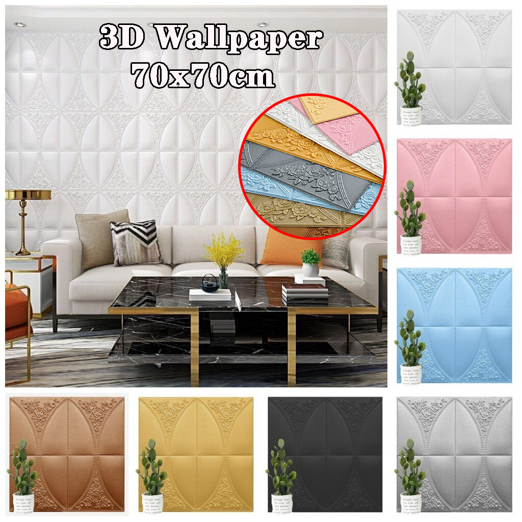 70x70cm 3D Wall Stickers Corak Bunga Design Wallpaper Self Adhesive ...