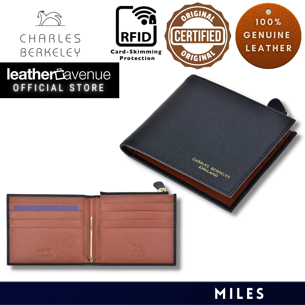 Charles Berkeley MILES Men's Saffiano Leather Wallet Money Clipper with ...
