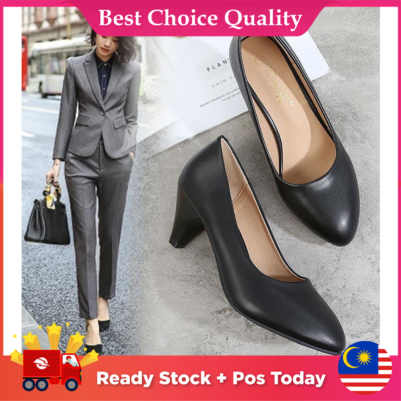 BCQ Black Heels For Women Work Leather Shoes Women Heels For Women ...