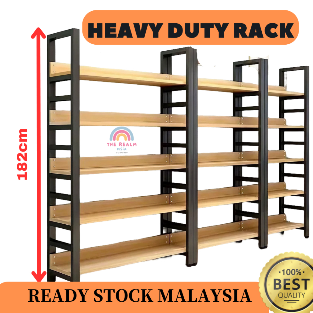 Realm Multipurpose Metal Rack Rak Buku/Rak Simpanan 3/4/5 Tingkat ...