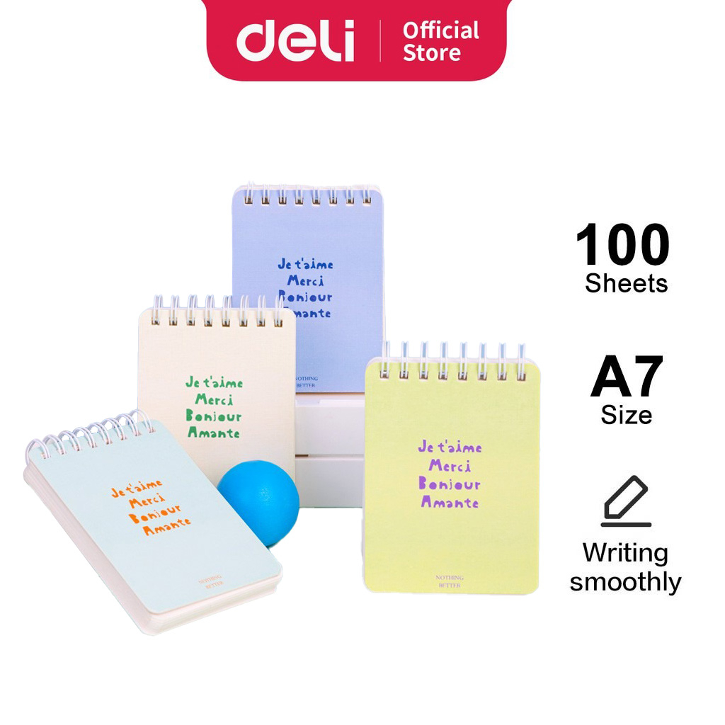 Deli Notebook Spiral Notebook [Simple Letter Series] 100 Pages [Per ...