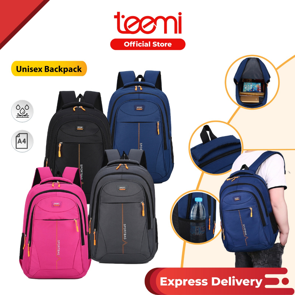 TEEMI 46cm Unisex Classic Plain School Bag Backpack Spacious ...