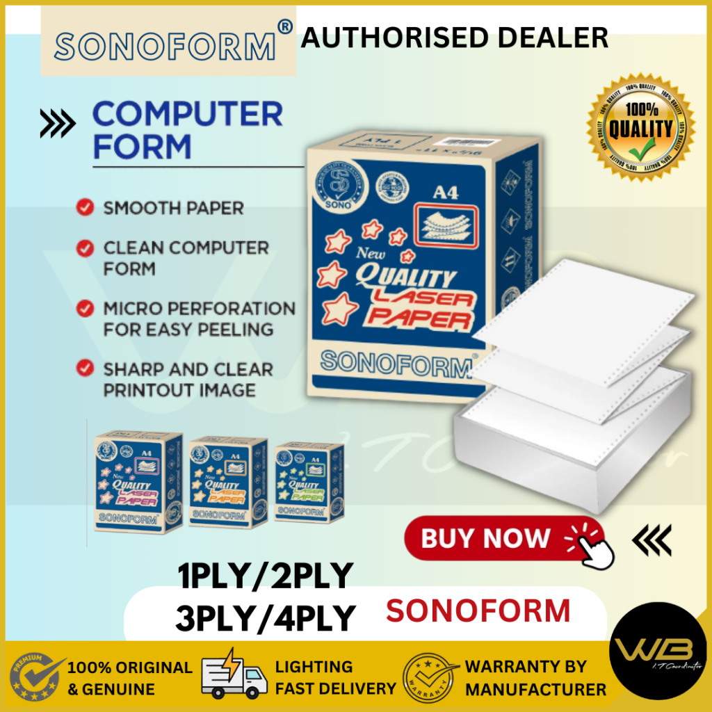 SONO Computer Form NCR Paper - 9.5" X 11" /All White ,Colour / 1,2,3Ply ...