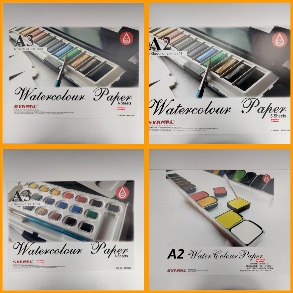 SYAMAL WATERCOLOUR PAPER (6'S) 200GSM | 300GSM (AVAILABLE IN A3 |A2 ...