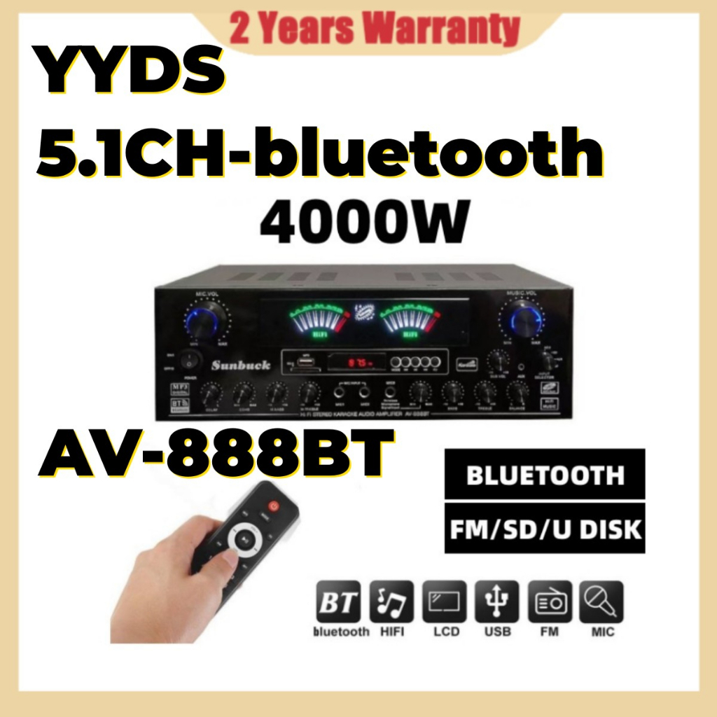 SUNBUCK AV888BT 4000W 5.1CH bluetooth Home Theater Amplifier Power Audio Stereo amplificador FM ...