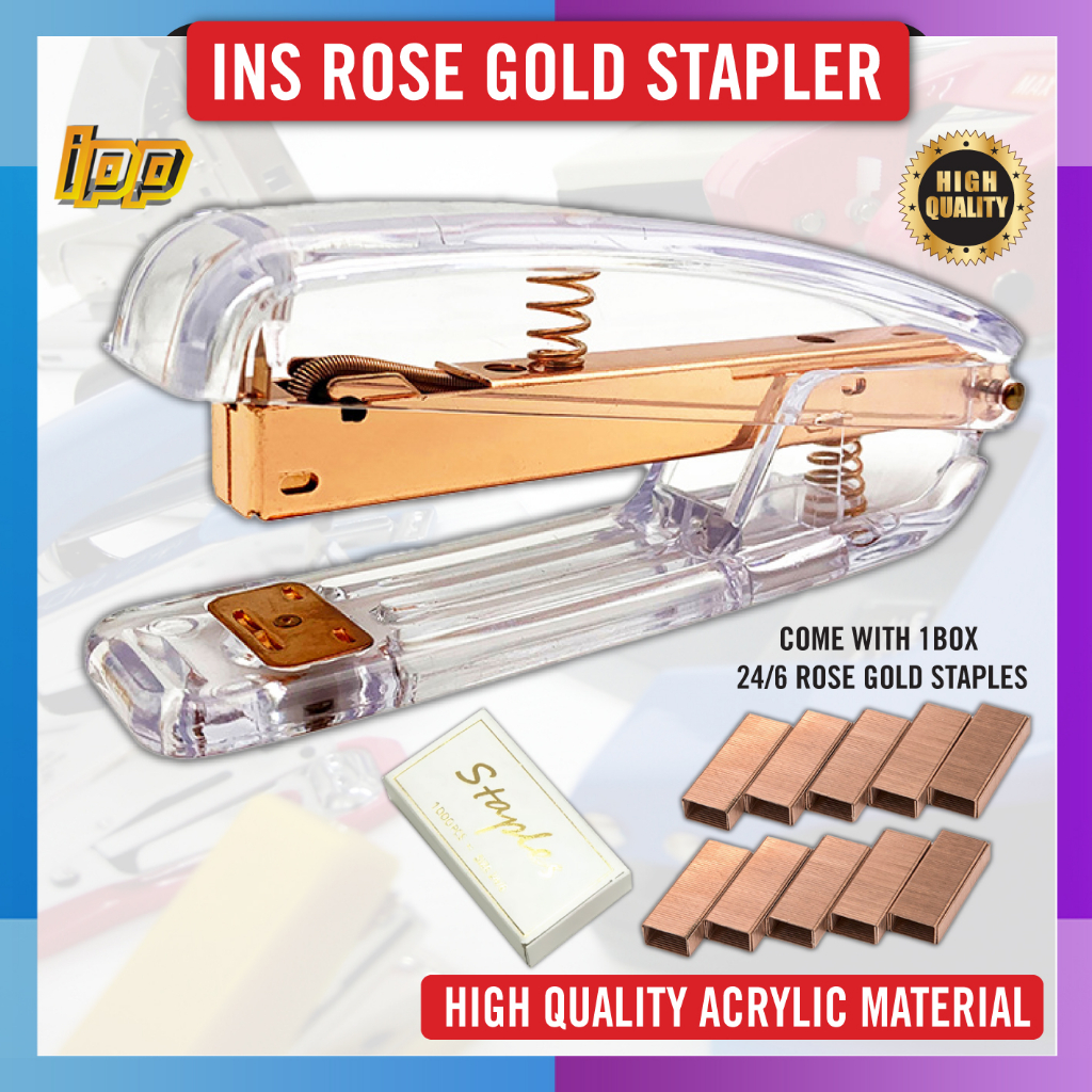 Rose Gold Transparent Stapler / Classic Stapler Rose Gold Colour - Free one box stapler refill ...