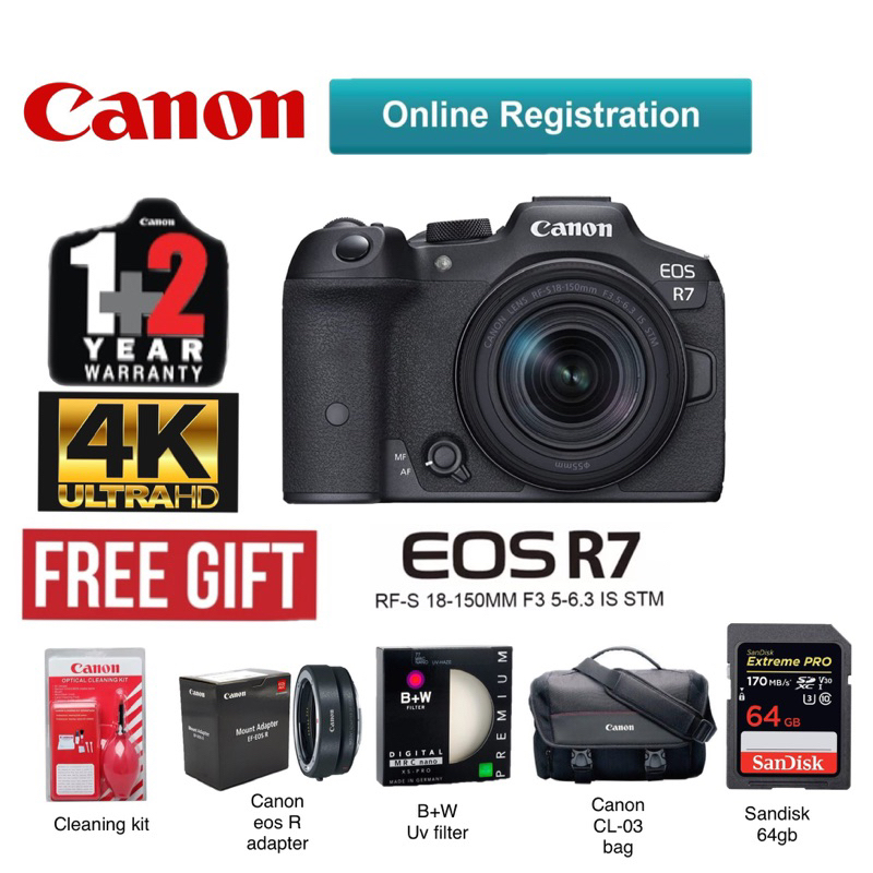 (CANON MALAYSIA)CANON EOS R7 18-150mm Free canon adapter/B+W filter ...
