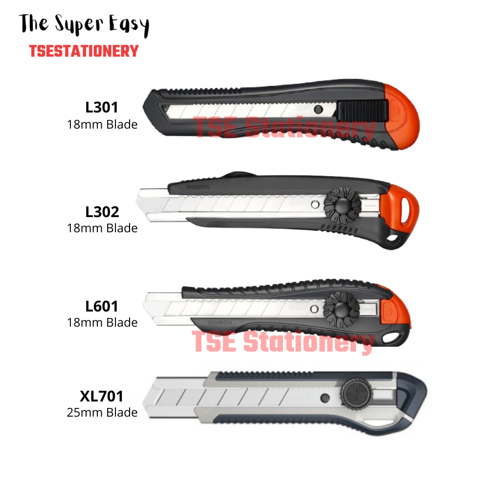 Dorco Big Cutter Knife 18mm L601 / L301 / L302 Metal Pen Knife Pisau ...