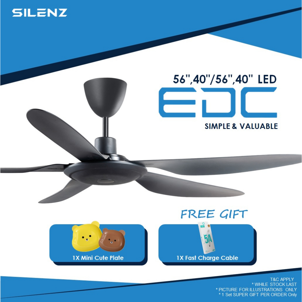 Silenz EDC 56",40" DC Motor LED , Non LED / 7 + 7 Speed Remote Control ...