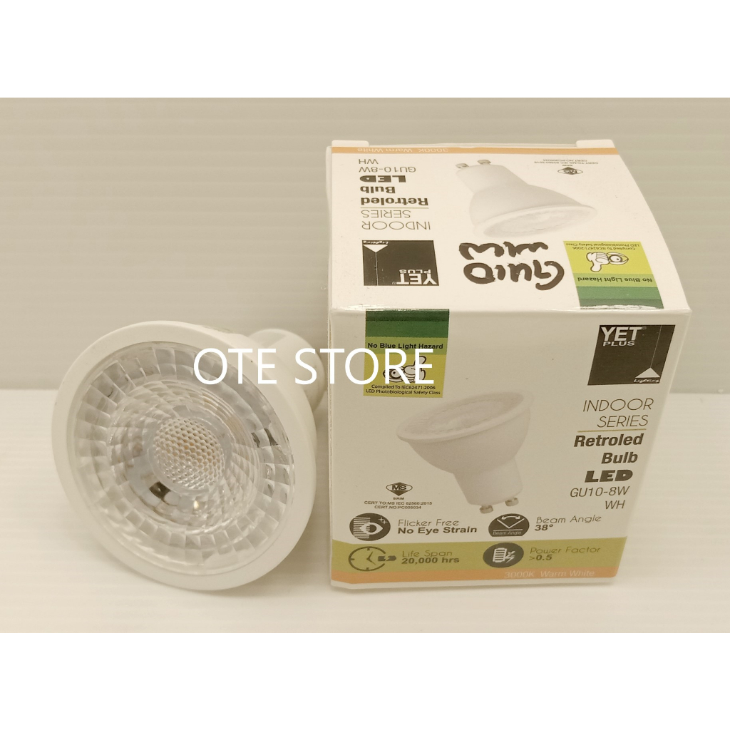 YET/BSL 8W GU10 LED RETROLED BULB (SIRIM) (COOL WHITE 4000K / WARM ...
