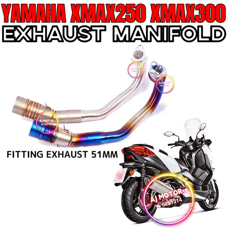YAMAHA XMAX250 XMAX300 XMAX RACING EXHAUST PIPE MANIFOLD 51MM STAINLESS ...