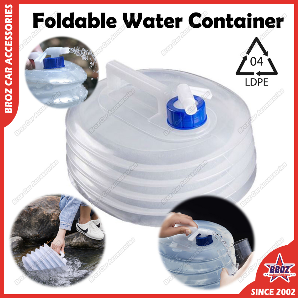 Foldable Water Container Outdoor Camping Collapsible Water Bucket Tong ...