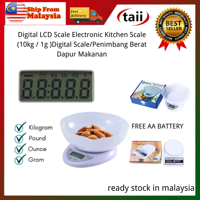 Taii Digital LCD Scale Electronic Kitchen Scale (10kg / 1g )Digital ...