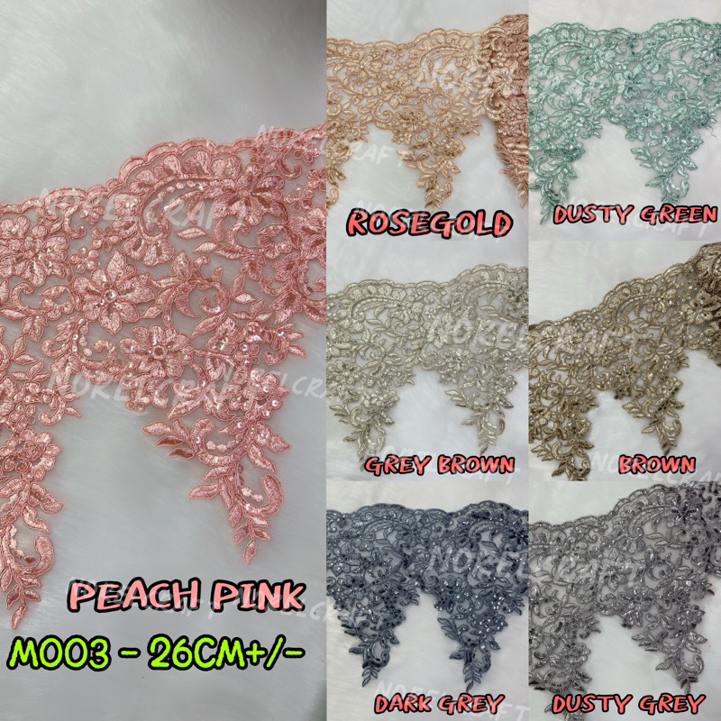 M003[1METER]BORDER SEQUIN LACE/ BORDER LACE/FLOWER LACE/RENDA BUNGA ...