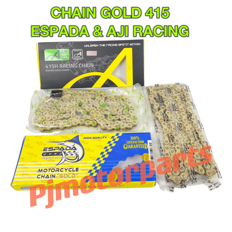 CHAIN GOLD 415 415H (ORIGINAL ESPADA & AJI RACING & GO&GO) RACING CHAIN RANTAI SPROCKET SPOCKET ...
