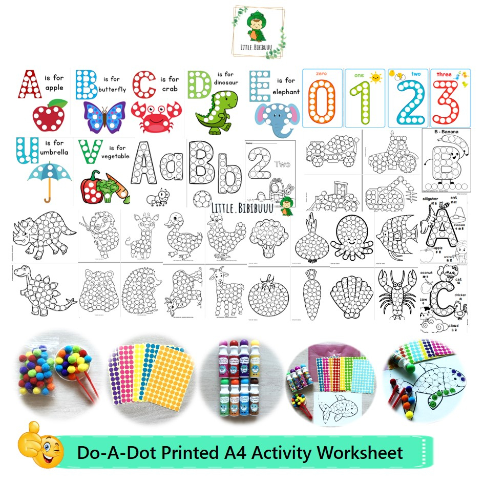 Montessori Do A Dot Printed Educational A4 Activity Worksheet Fine ...