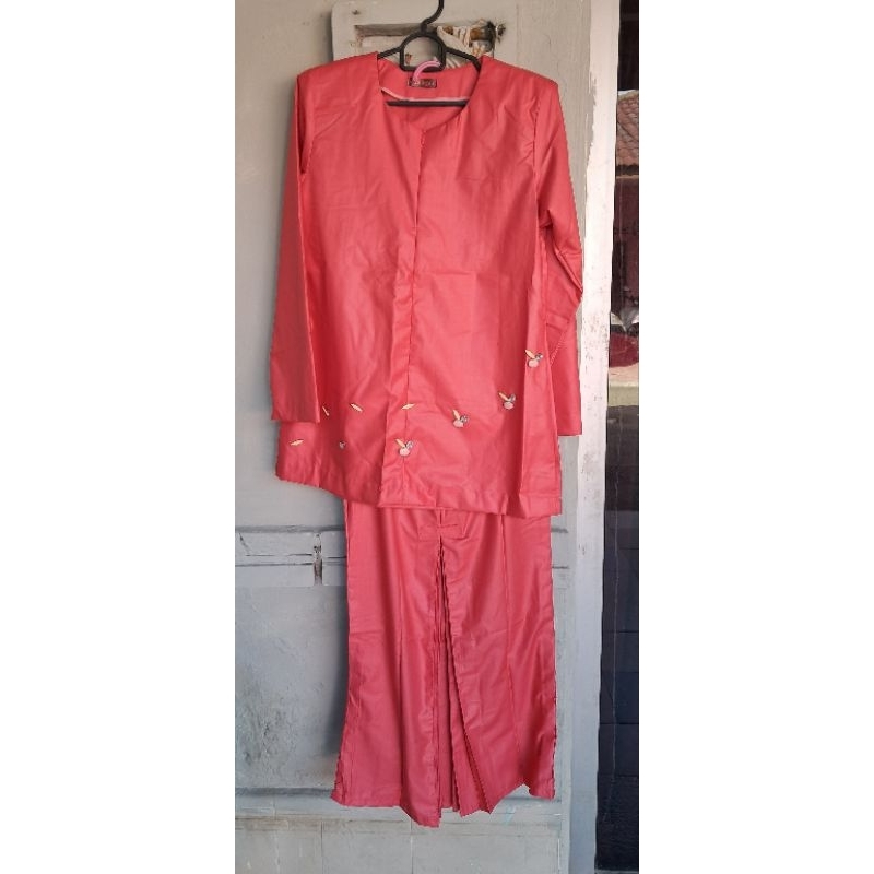 Kelabu Jingga Red-Orange Color New Baju Kurung Mini | Shopee Malaysia