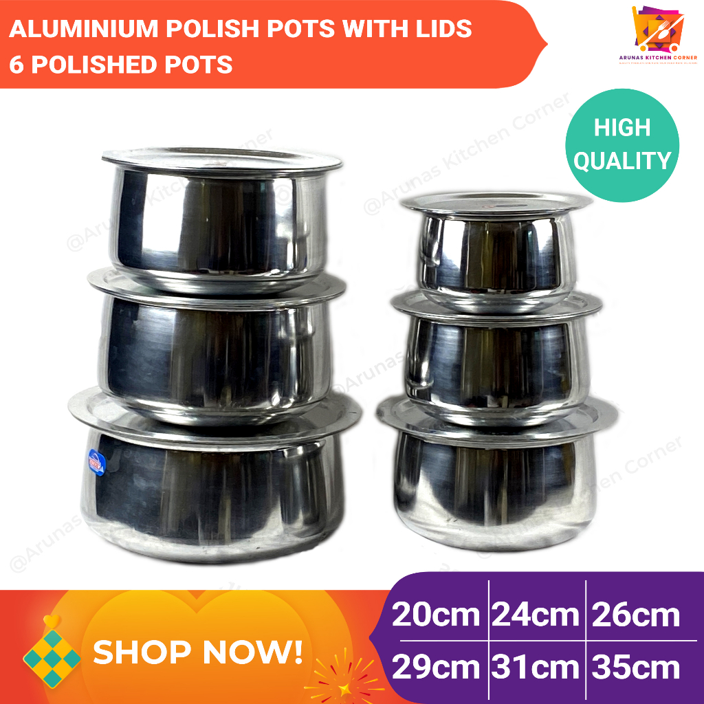Aluminium Polish Pots with Lids - 1x6pcs - AL0002 | Shopee Malaysia