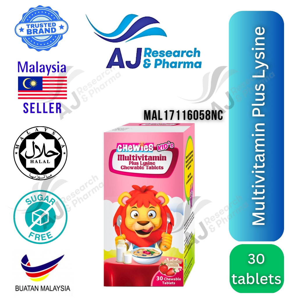 🌈 Chewies Multivitamin plus Lysine Chewable Tablet 30s | Shopee Malaysia