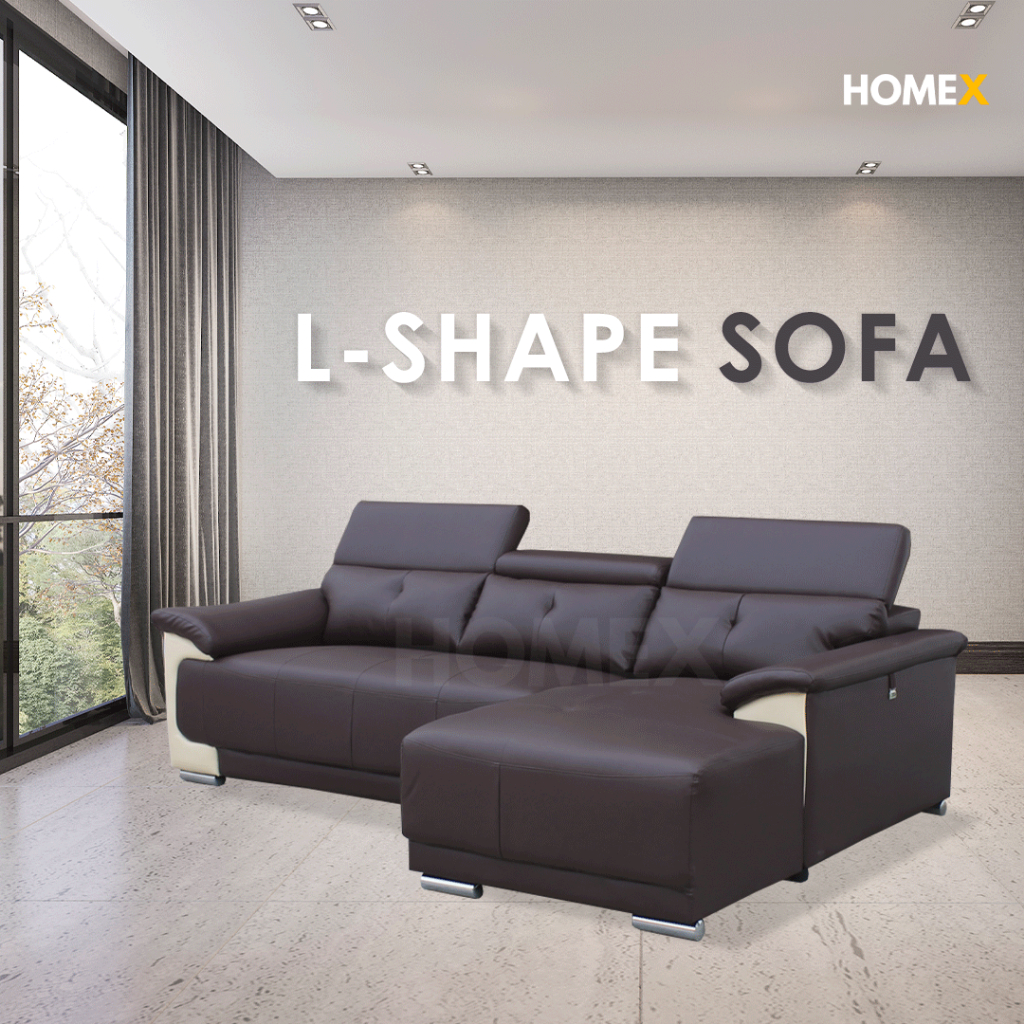 FREE INSTALL Sofa L Shape Murah Kulit PU Leather Casa Modern Home ...
