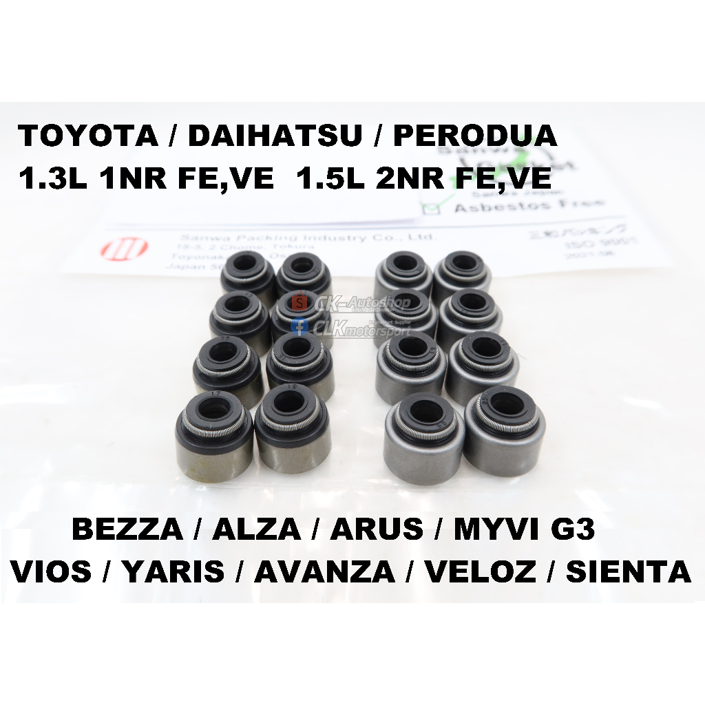 Sanwa Japan Viton Valve Seal - PERODUA TOYOTA 1.3L 1NRVE 1.5L 2NRVE Alza Aruz Bezza Myvi Vios ...