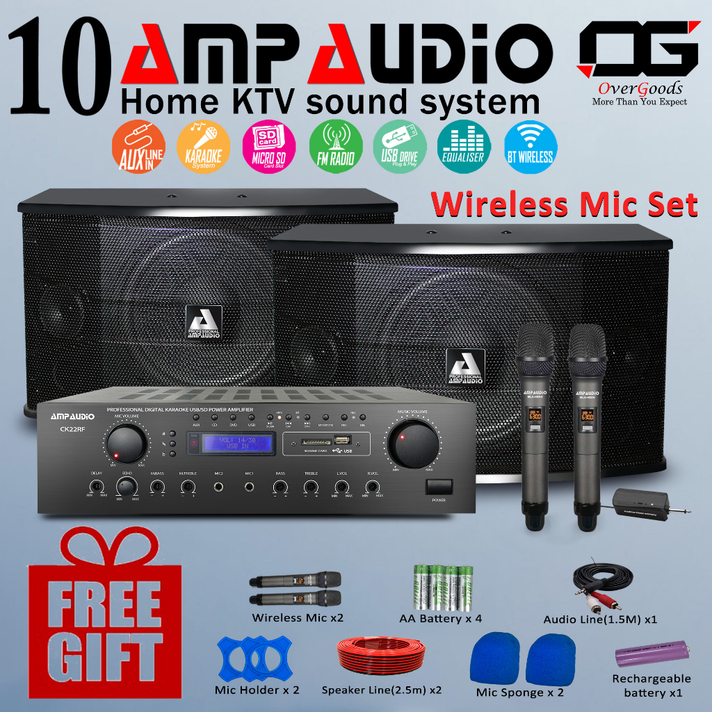 PACKAGE G - 10 inch Professional AmpAudio Karaoke Speaker Set Family ...