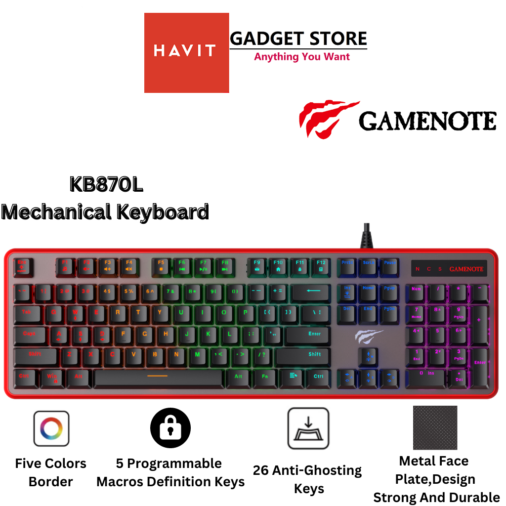 GAMENOTE Havit KB870L Mechanical Gaming Keyboard RGB ( black ) | Shopee ...