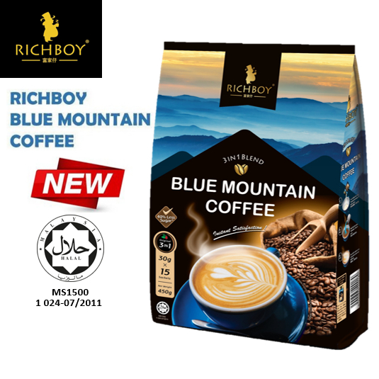 RICHBOY BLUE MOUNTAIN COFFEE 3in1 450g (30g x 15 sachets) - Less Sugar ...