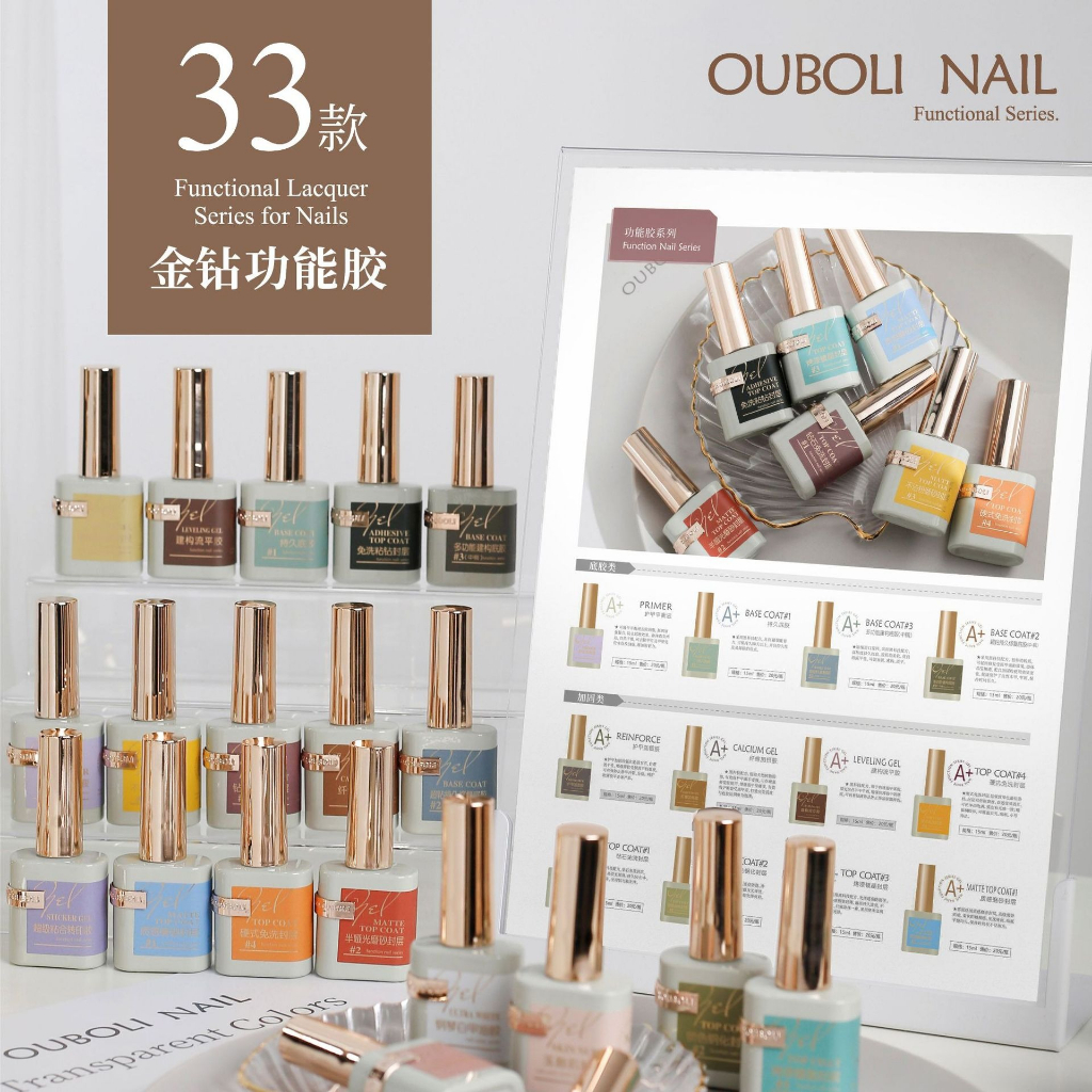 OUBOLI® Nail Salon Functional Glue Set Nail Polish Top Coat Base Coat ...