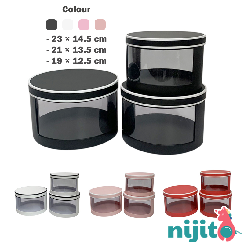 Nijito - Round Shaped PVC Gift Box For Flower Florist Gift Box Present ...