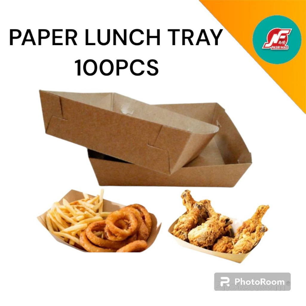 [100PCS] Paper Lunch Tray / Boat Tray / Food Tray / Cake, Fries, Snack ...