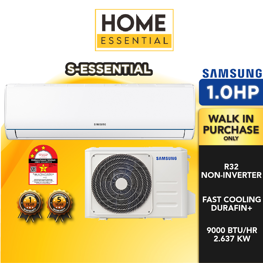 Samsung 1.0HP S-Essential R32 Non-Inverter Air Conditioner ...
