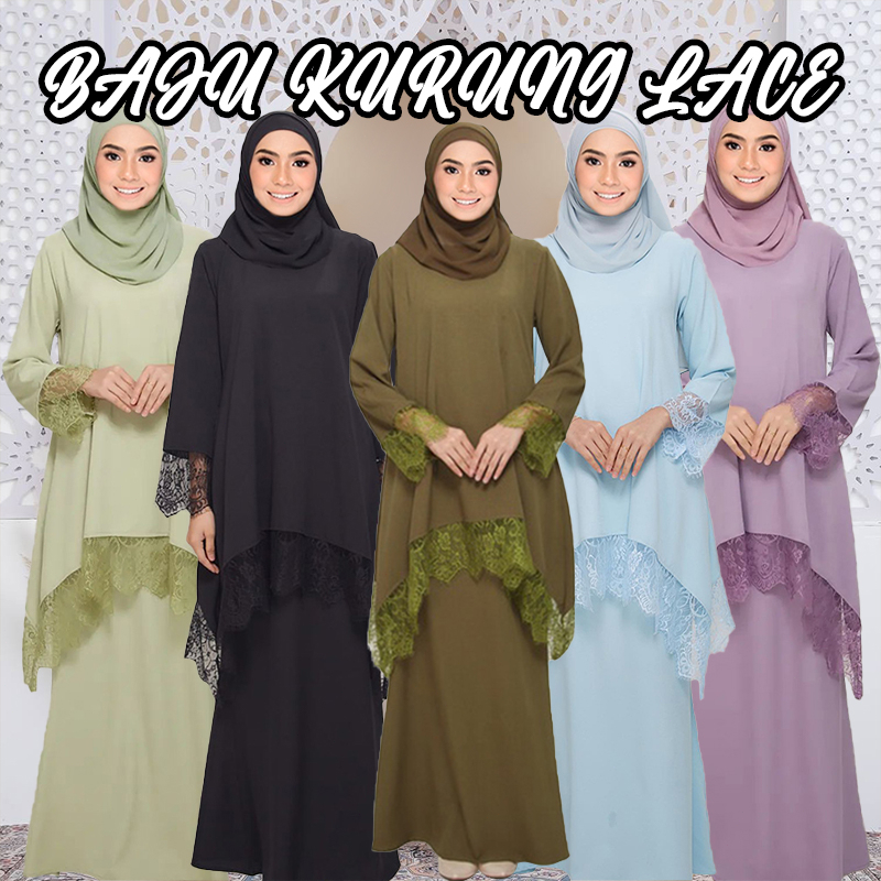 Baju Kurung Moden Lace Baju Kurung Baju Jubah Baju Raya 2024 Plain Plus ...