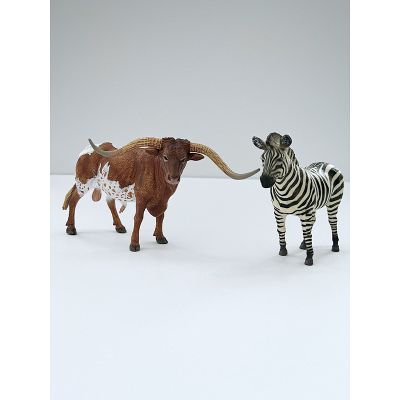 Common Zebra With Texas Longhorn Bull Figurines - Collecta | Shopee ...