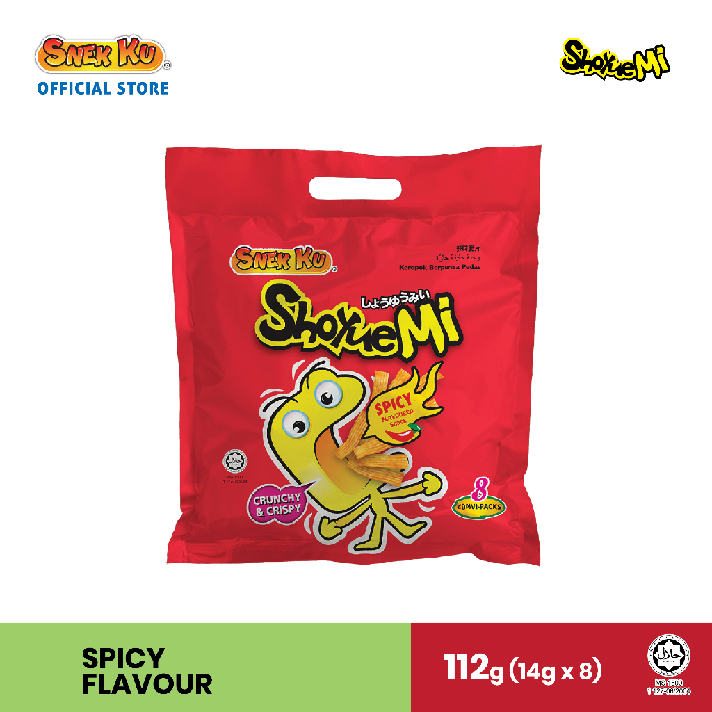 Snek Ku Shoyuemi Spicy Flavoured Snacks (14g x 8 pkts) [EXP: SEPT 2025 ...