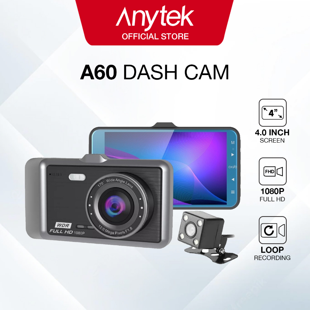 ANYTEK A60 (FHD+HD) Dash Cam Front and Rear Car Recorder Dashcam Car ...