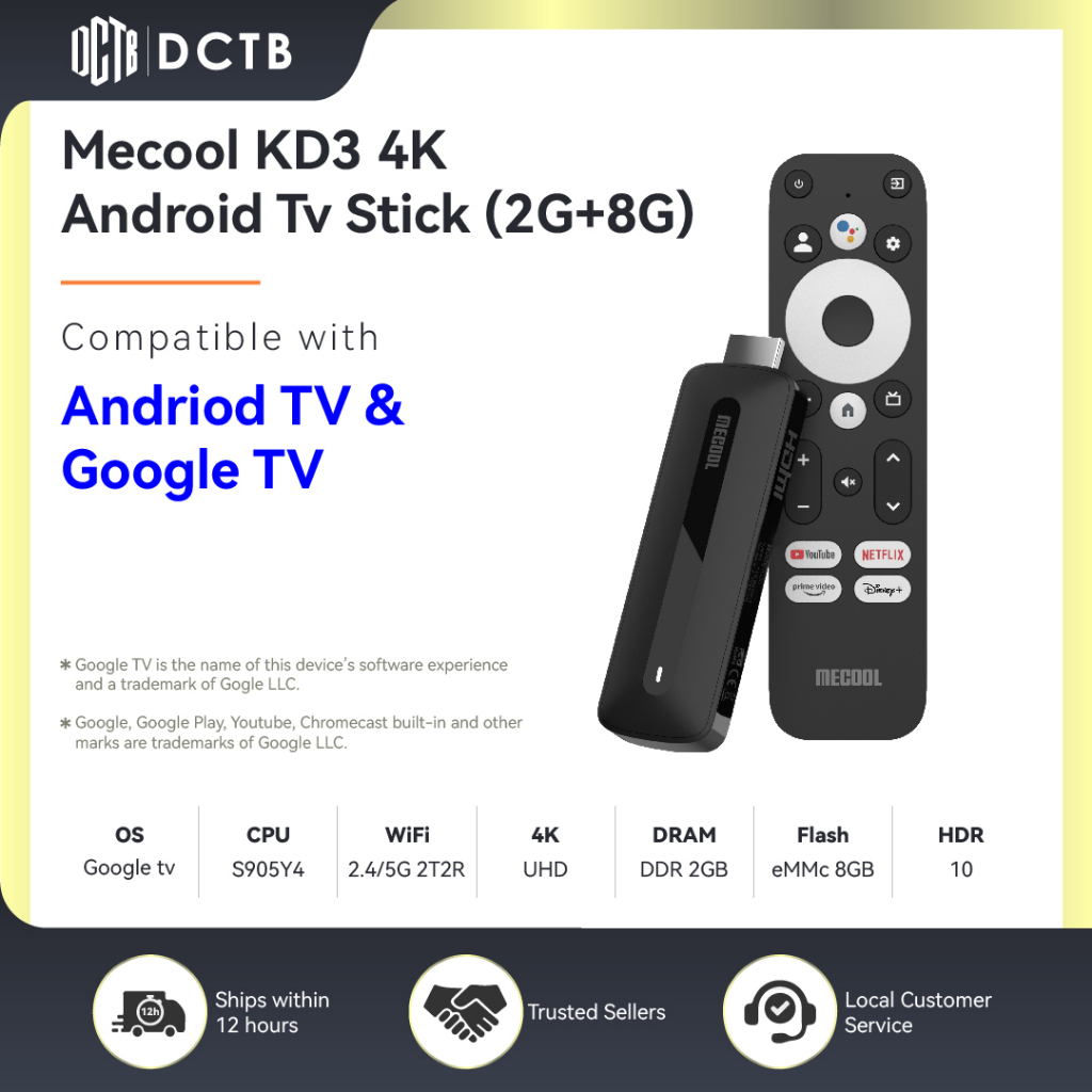 Mecool KD3 4K Android Tv Stick (2G+8G) | Shopee Malaysia