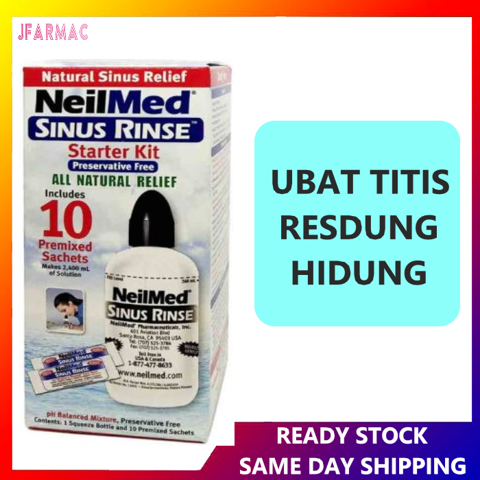 [1 BOTTLE + 10 SACHETS] NEILMED SINUS RINSE STARTER KIT 10'S UBAT TITIS ...