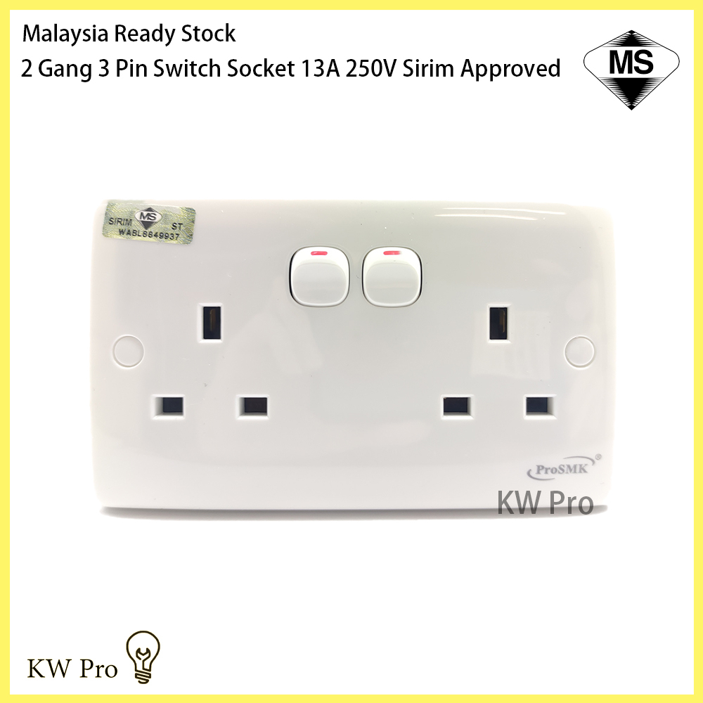 13A 2 Gang 3 Pin Switch Socket Wall Switch Socket With Sirim Approved ...