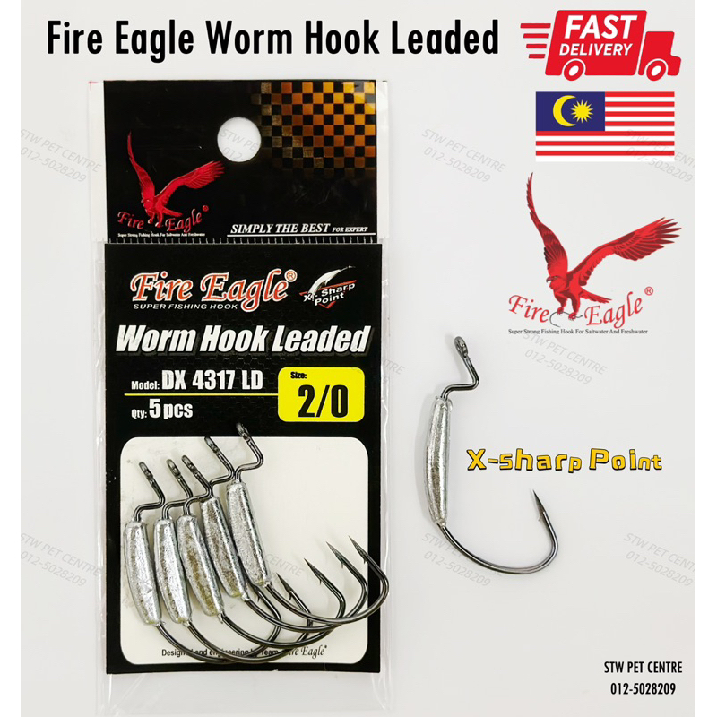 Fire Eagle Worm Hook Leaded DX 4317 LD SP Hook (5pcs) | Shopee Malaysia